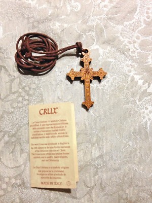 Olive Wood Laser Cut Papal Ferula Cross, NEW in package! | eBay