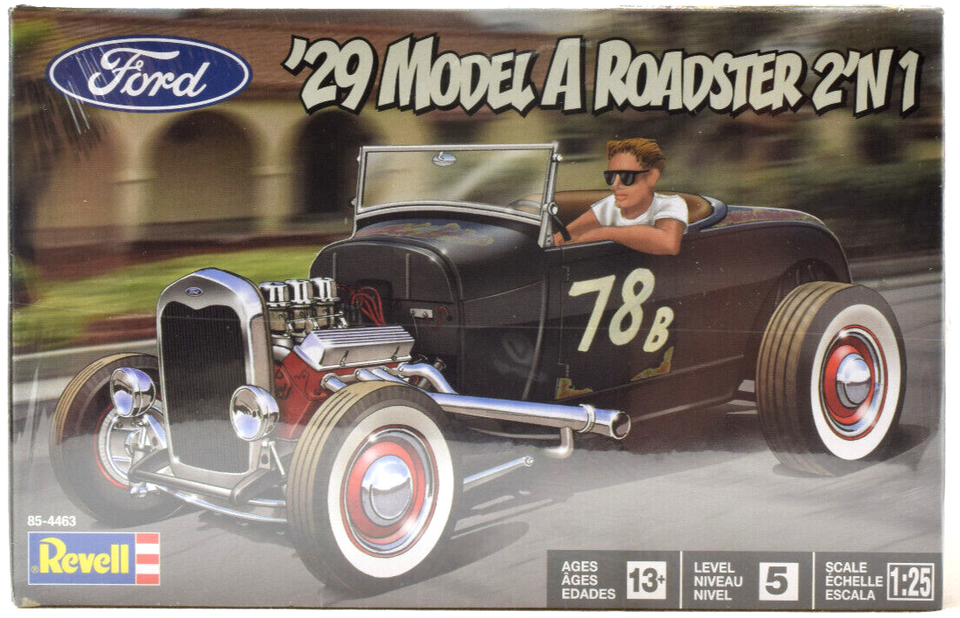 Revell 1929 Ford Model A Roadster 2-In-1 1/25 Plastic Model Car Kit 85 ...