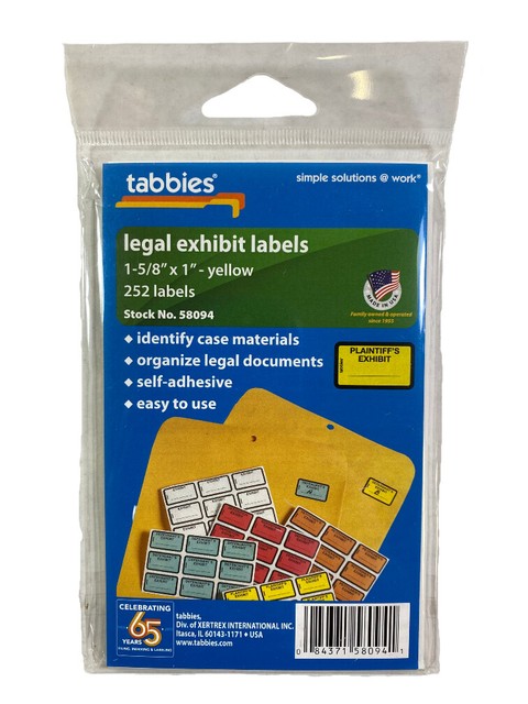 Tabbies Tab-58094 Legal Plaintiff's Exhibit Label - 1.62" Width X 1 ...