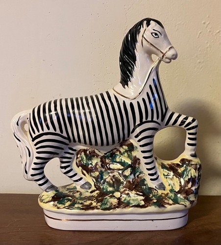 Antique Early 20th century English Victorian Staffordshire Pottery Zebra Figure | eBay