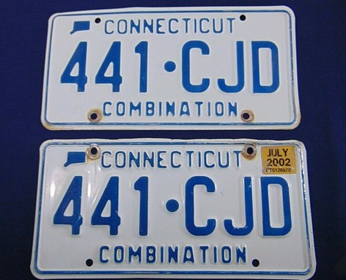 PAIR OF CONNECTICUT LICENSE PLATES, 2002 "COMBINATION", 441 - CJD | eBay
