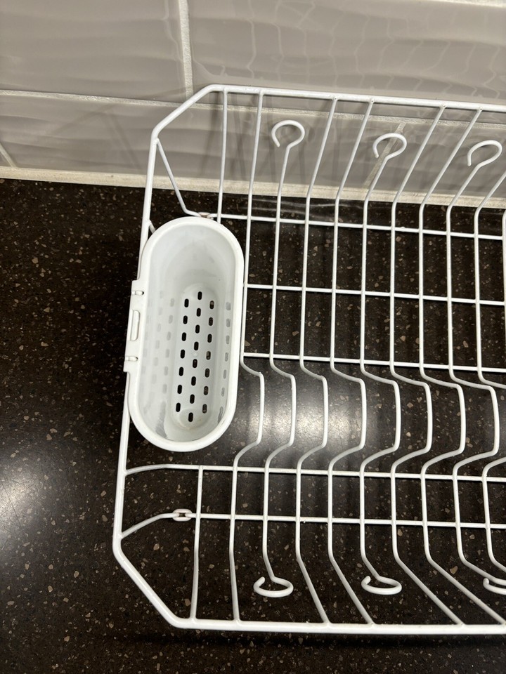 Rubber Coated Wire Dish Drain Rack White Rubbermaid Drainer Utensil ...