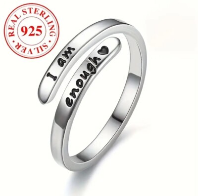 Platinum 925 Adjustable Ring I Am Enough | eBay