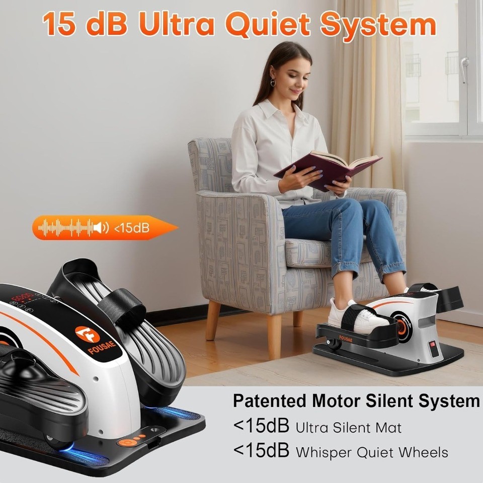 Electric Elliptical Machine with 15 Adjustable Speed White and Orange ...