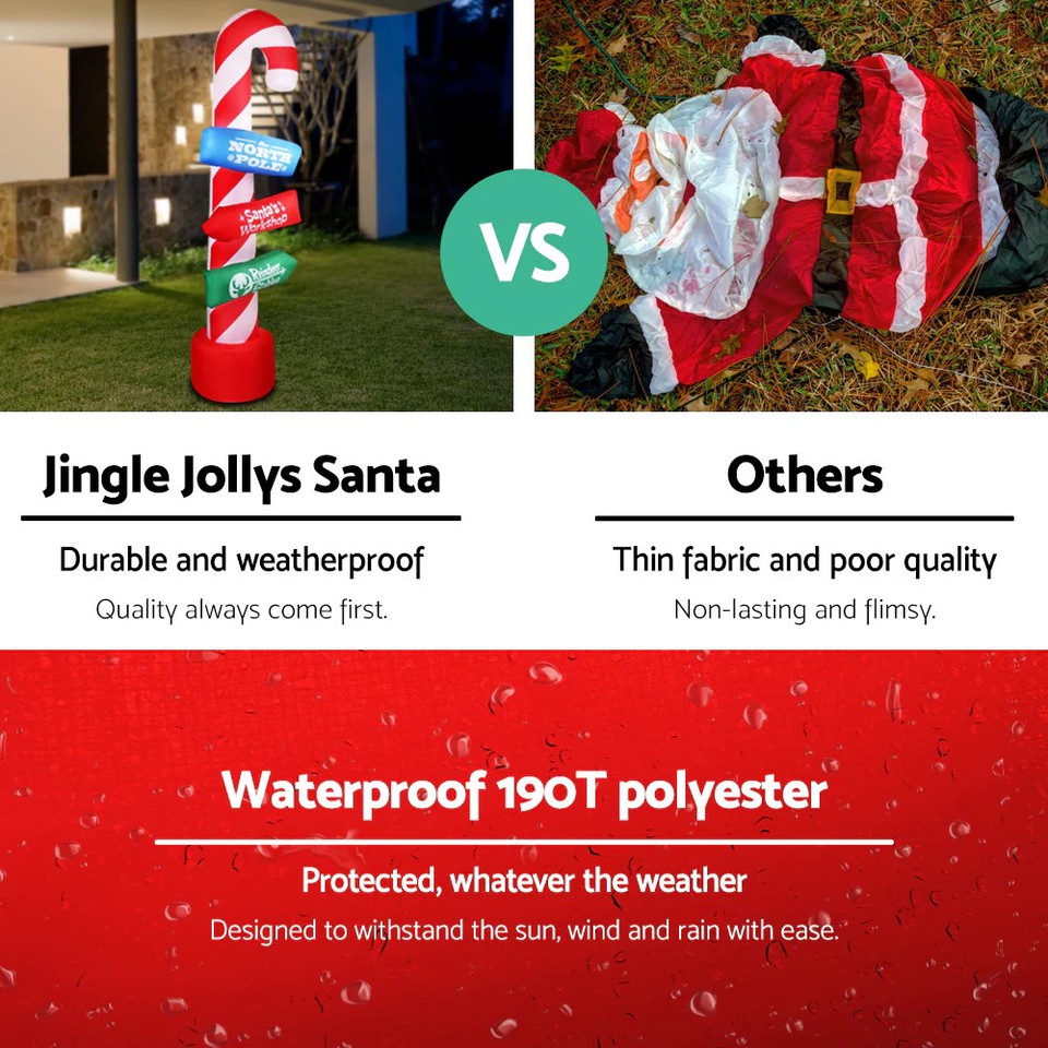 Jingle Jollys Christmas Inflatable Candy Pole 2.4M Illuminated ...