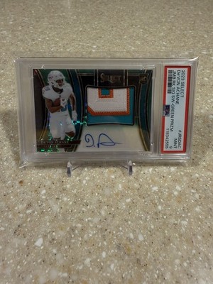2023 Panini Select De'Von Achane Jumbo Rookie Signature Swatches Green ...