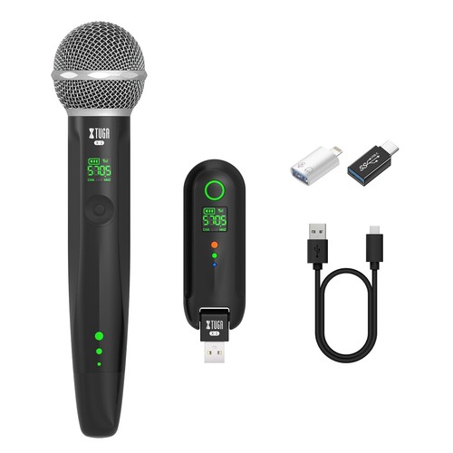 Wireless Microphone, Rechargeable UHF Handheld Dynamic Wireless Mic ...