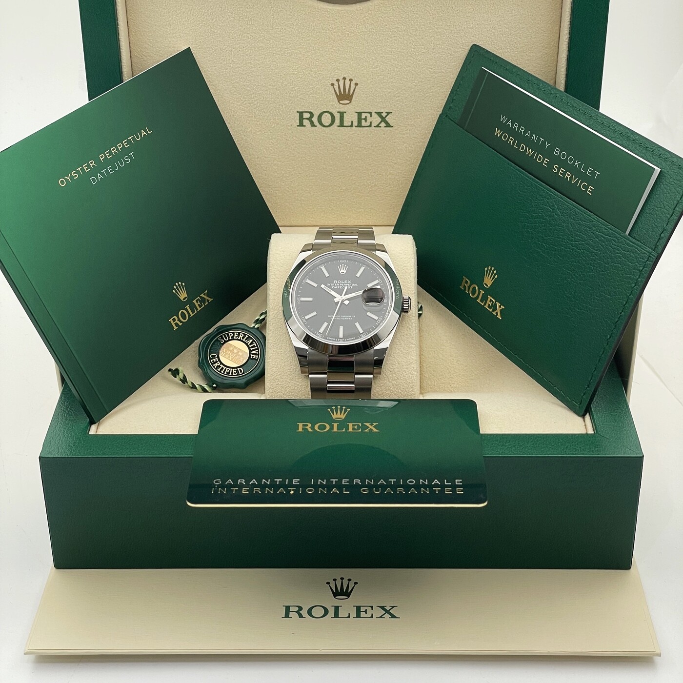 🏴Rolex Datejust 41 Smooth Bezel Black Index Oyster 126300 Complete ...
