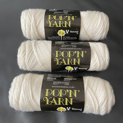 New Vonnel Pop'N Yarn Lot of 3 OFF-WHITE #122 Acrylic 3.5 Oz/100 g Made ...