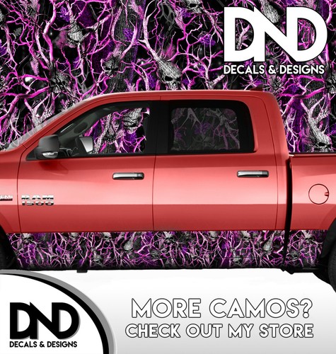 Camo Human Pink Skull Rocker Panel Decal Wrap Kit Truck 3 Panels Matte ...