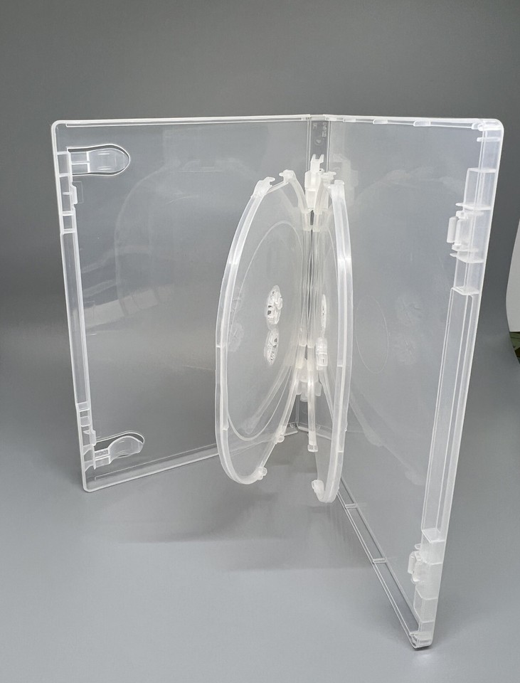 2 NEW TOP QUALITY VIVA 14MM SLIM QUAD (4) DVD CASE, SUPER CLEAR, CLIP ...