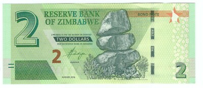 P99a 2016 Zimbabwe 2 dollar bond note UNC (world lot) Combined Shipping ...