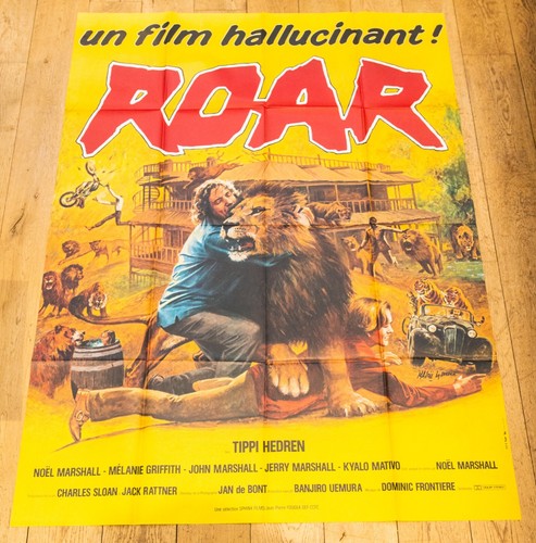 ROAR Affiche film 120x160 NOEL MARSHALL, TIPPI HEDREN, MELANIE GRIFFITH ...