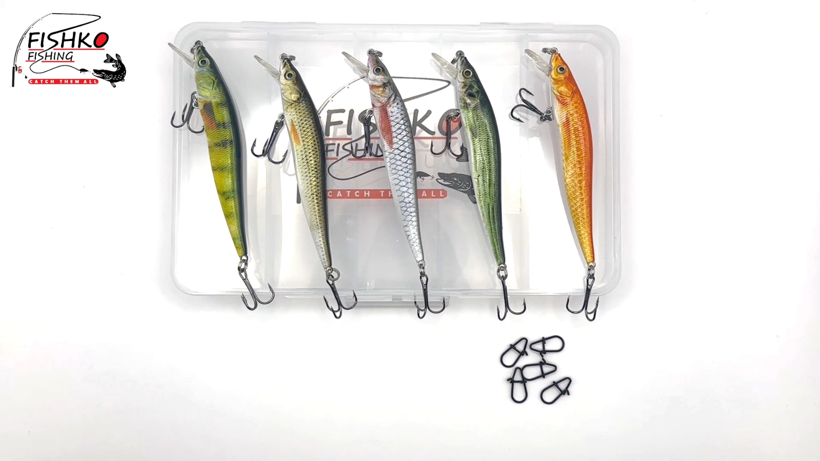Minnow Wobbler Set mit Box 5 Stück Kunstköder Barsch Hecht Zander Angel ...