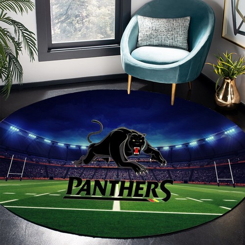 NRL New Penrith Panthers Rugby League Round Rug Soft Velvet Anti Slip ...