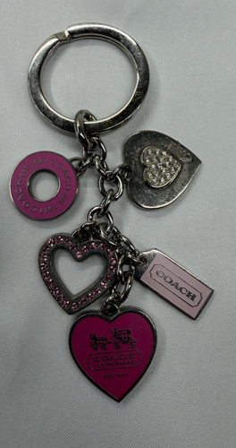 Coach Multi-Charm Pink Heart Key FOB w/ Rhinestone Accents | eBay