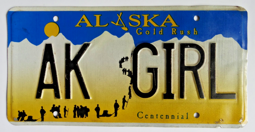 Alaska Vanity License Plate "AK Girl - Alaska Girl" Gold Rush Centenial ...