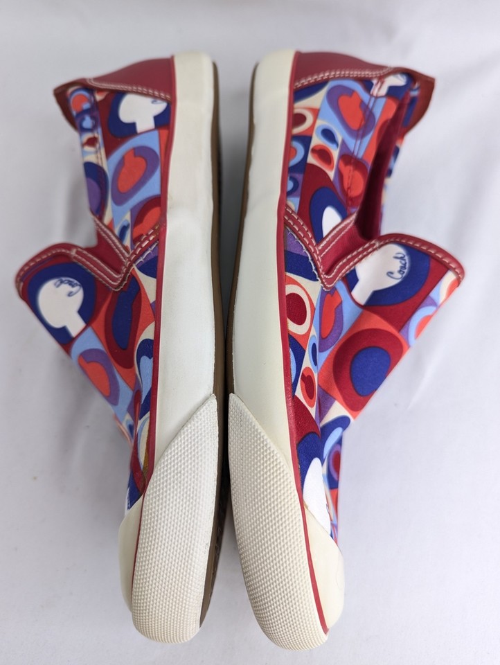 Sneaker Coach Beale A1317 Slip On C Logo Red Pink Purple Women’s Sz 9 ...