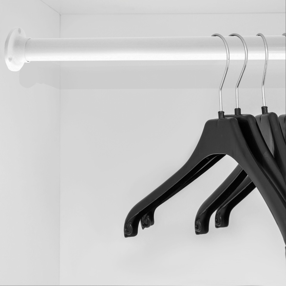 White Wardrobe Hanging Rail Pole 25mm Tube Dress Cloth End Sockets ...