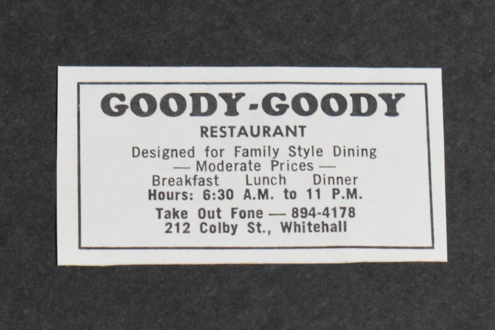 1968 Print Ad Michigan Whitehall Good Goody Restaurant 212 Colby St ...
