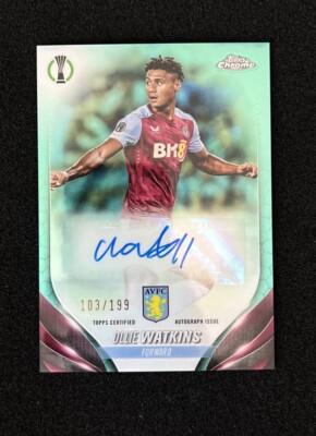 2023-24 Topps Chrome UEFA Ollie Watkins Aqua Refractor Auto /199 - #CA ...
