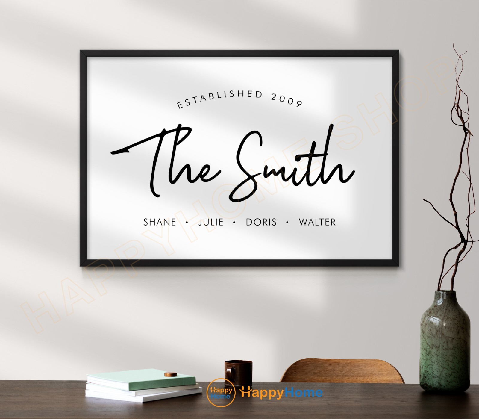 Personalized Family Name Sign Custom Established Monogram Print Room ...