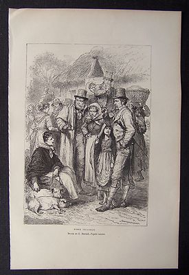 § gravure sur bois dessin Durand : types irlandais 1879 Irlande | eBay
