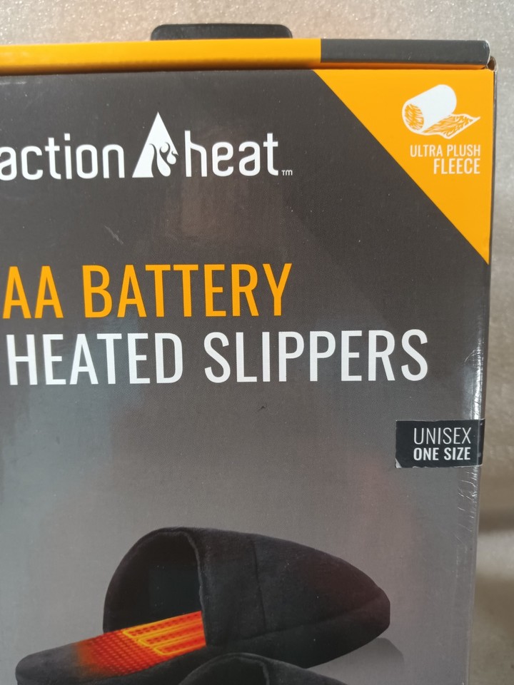 ActionHeat Heated Slippers Unisex AA Battery Plush Fleece Rechargeable ...