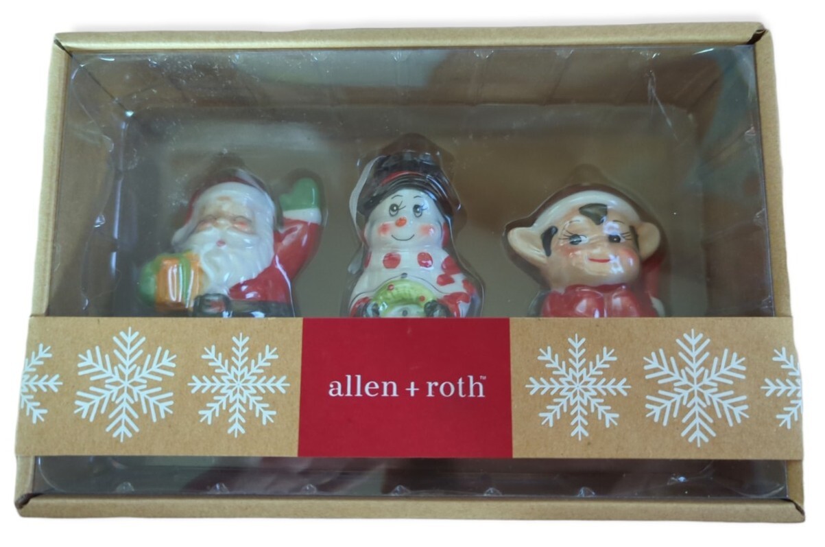 Allen & Roth Santa, Snowman, and Elf Boxed Ceramic Christmas Ornaments ...