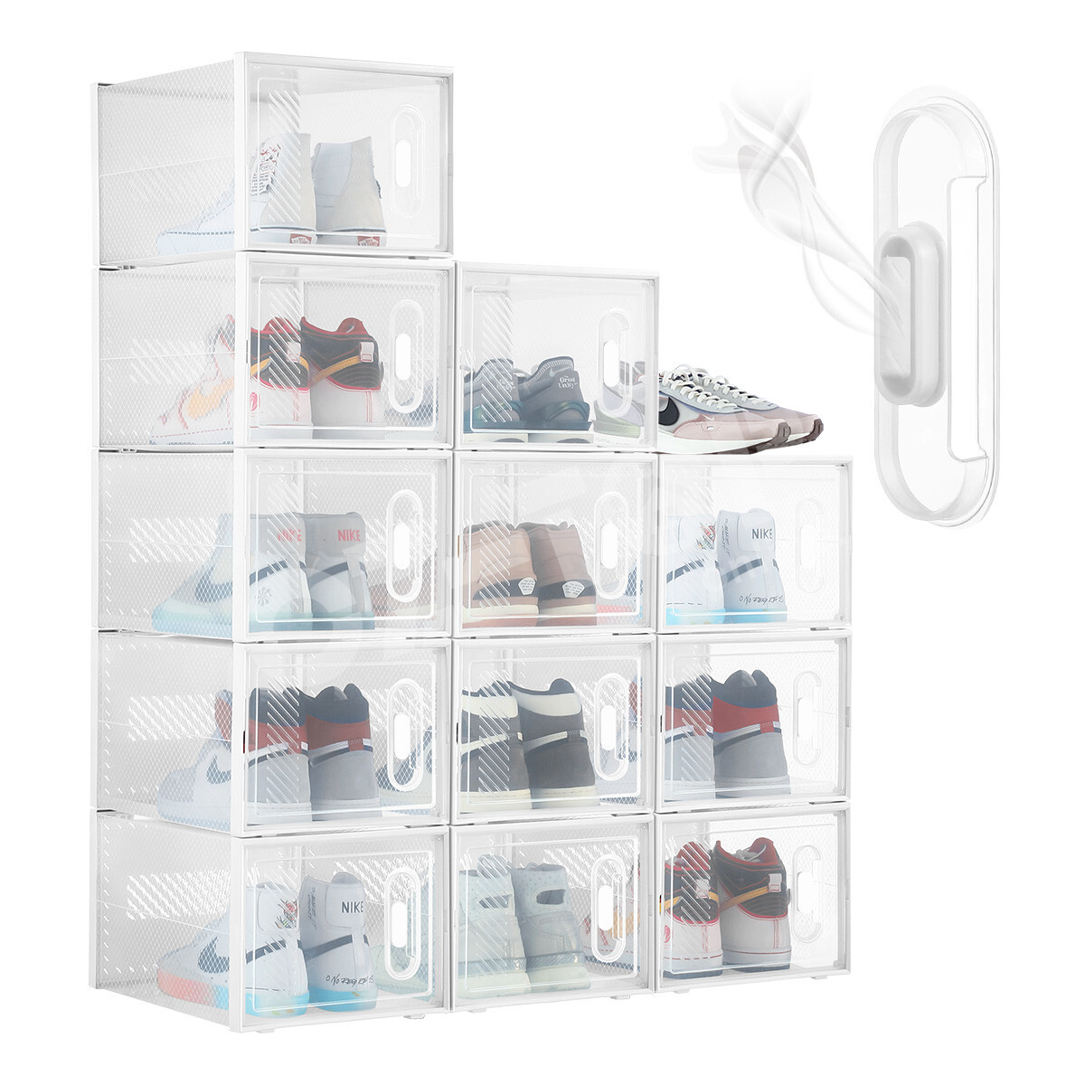 12X DIY Shoe Box Stackable Sneaker Display Case Storage Container ...