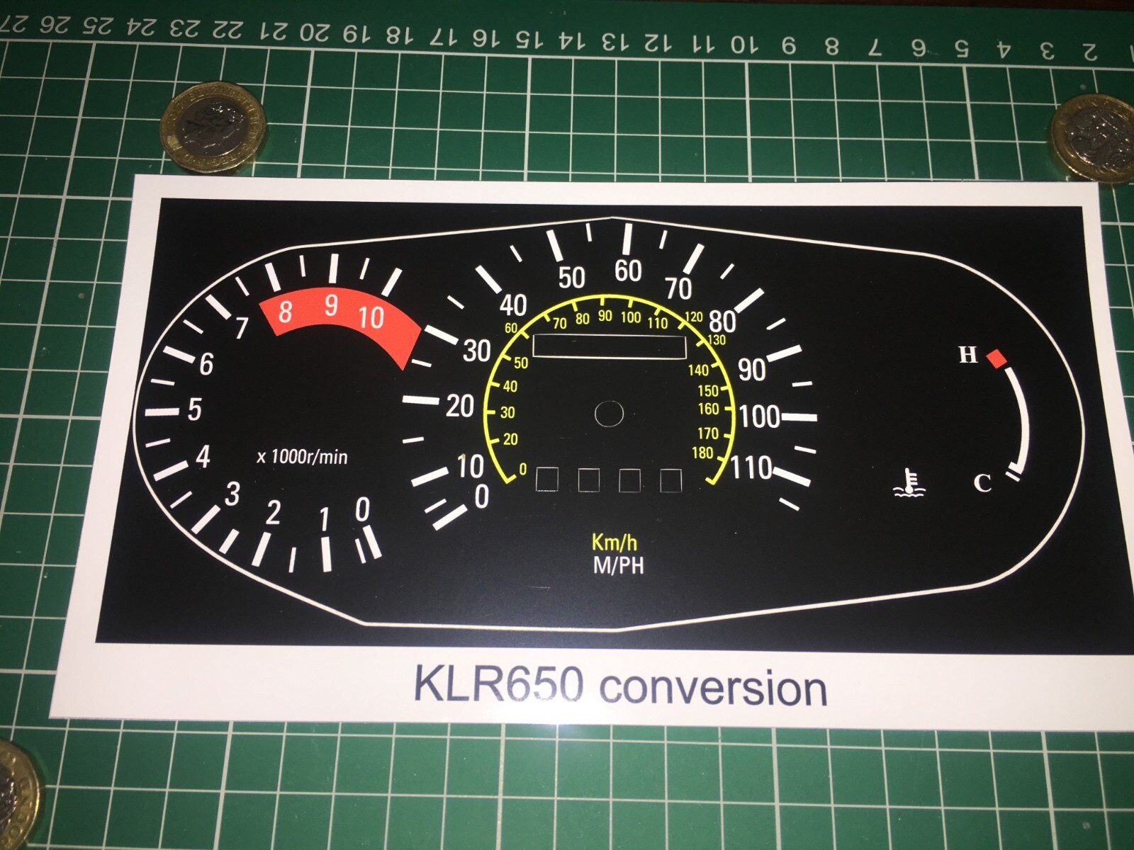 Motorcycle speedo tacho clocks dial replacement overlays faces convert ...