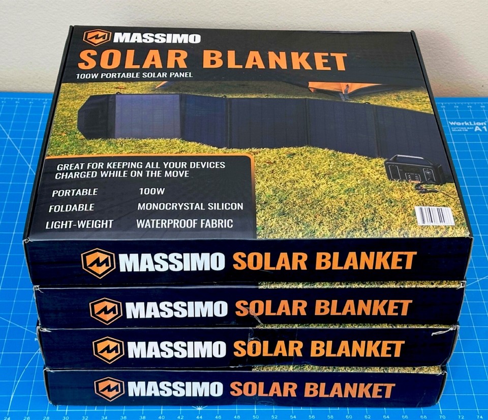 NEW 100W Portable Foldable Solar Panel Blanket Massimo Camping + Home ...