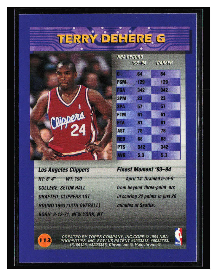 1994-95 Finest #113 Terry Dehere | eBay