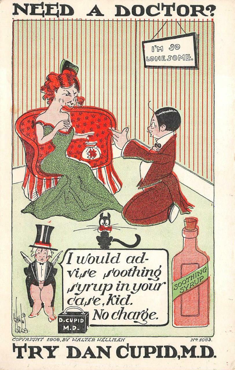 NEED A DOCTOR TRY DAN CUPID MD WALTER HELLMAN ARTIST SIGNED POSTCARD ...