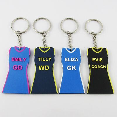 Team Set Personalised Netball Dress Keychain Select Colours, Names and ...