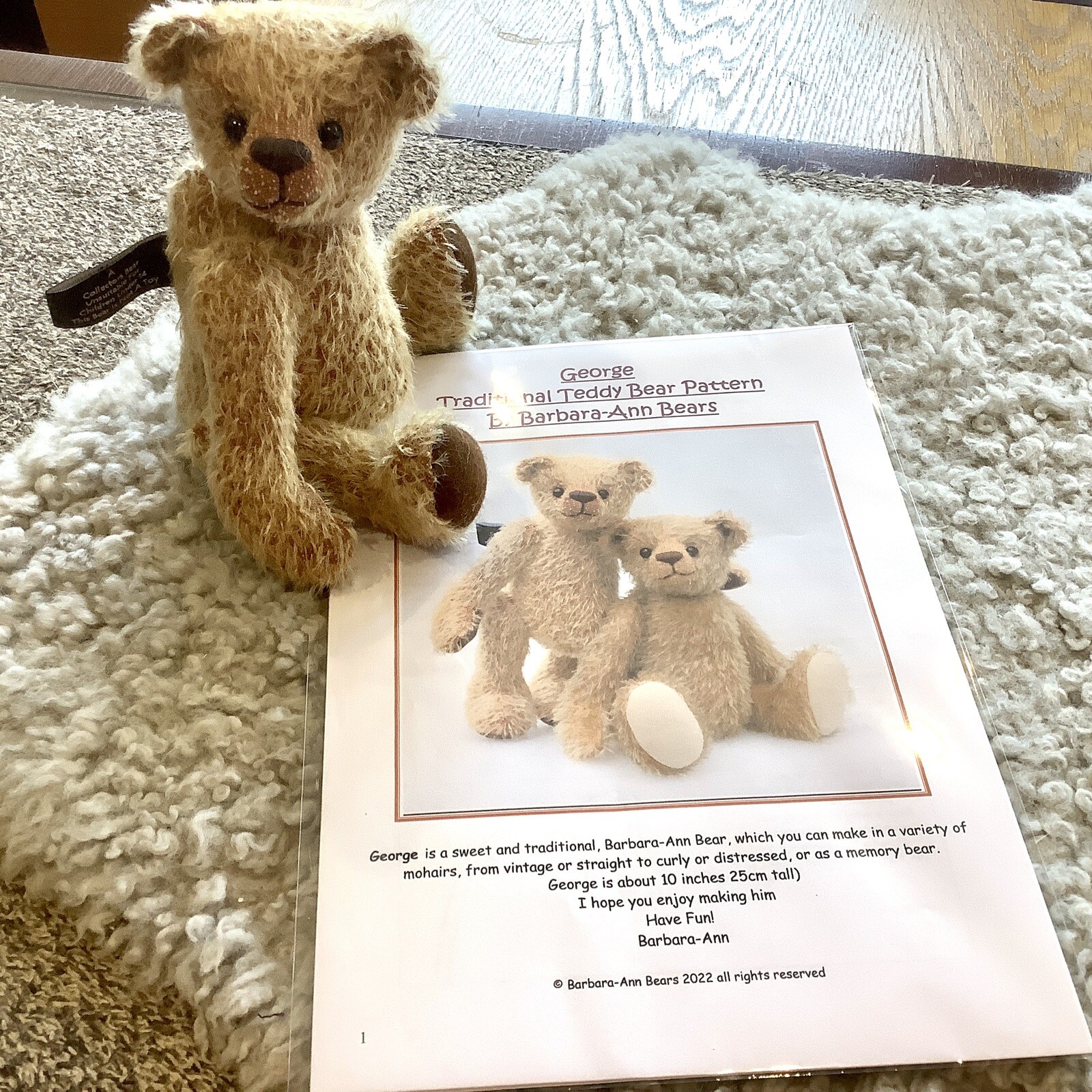 Teddy Bear Sewing Pattern For Mohair Traditional Jointed Bear George 10 ...
