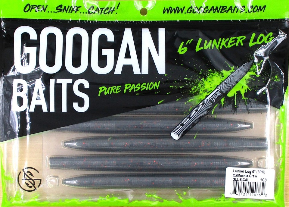 (6) Packs Googan Squad 6" Lunker Log Worm California Craw Brand New In ...