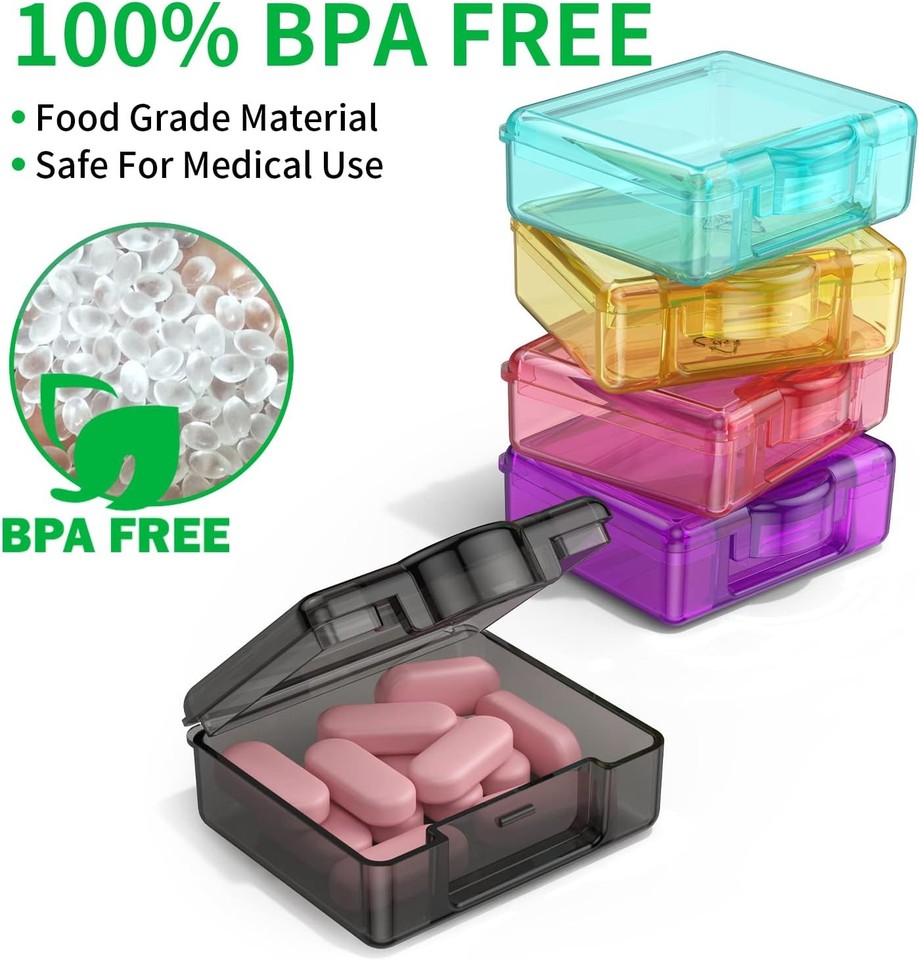 Pill Box Organizer 10pcs Mini Travel Pocket Medicine Holder Vitamin ...