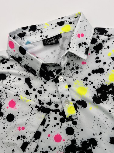 Sunday Swagger Shirt Mens Large Polo Paint Splatter Performance Stretch ...