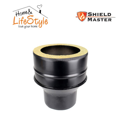 Adapter Single Wall Flue Pipe To Twin Wall Flue Pipe Black Wood Burning ...