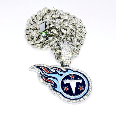 TENNESSEE TITANS GEM NECKLACE Silver Bling NFL Football Pendant & 20 ...