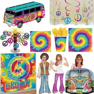 60er Jahre Party Deko Hippie Flower Power Peace Dekoration Set Sixties ...