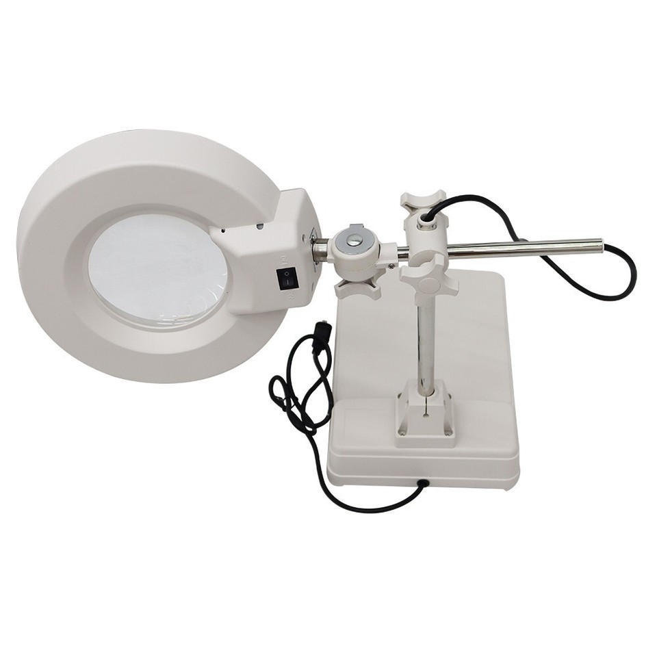 15 Time Benchtop LED Magnifier Cross Holder Magnifying White Glass Lens ...