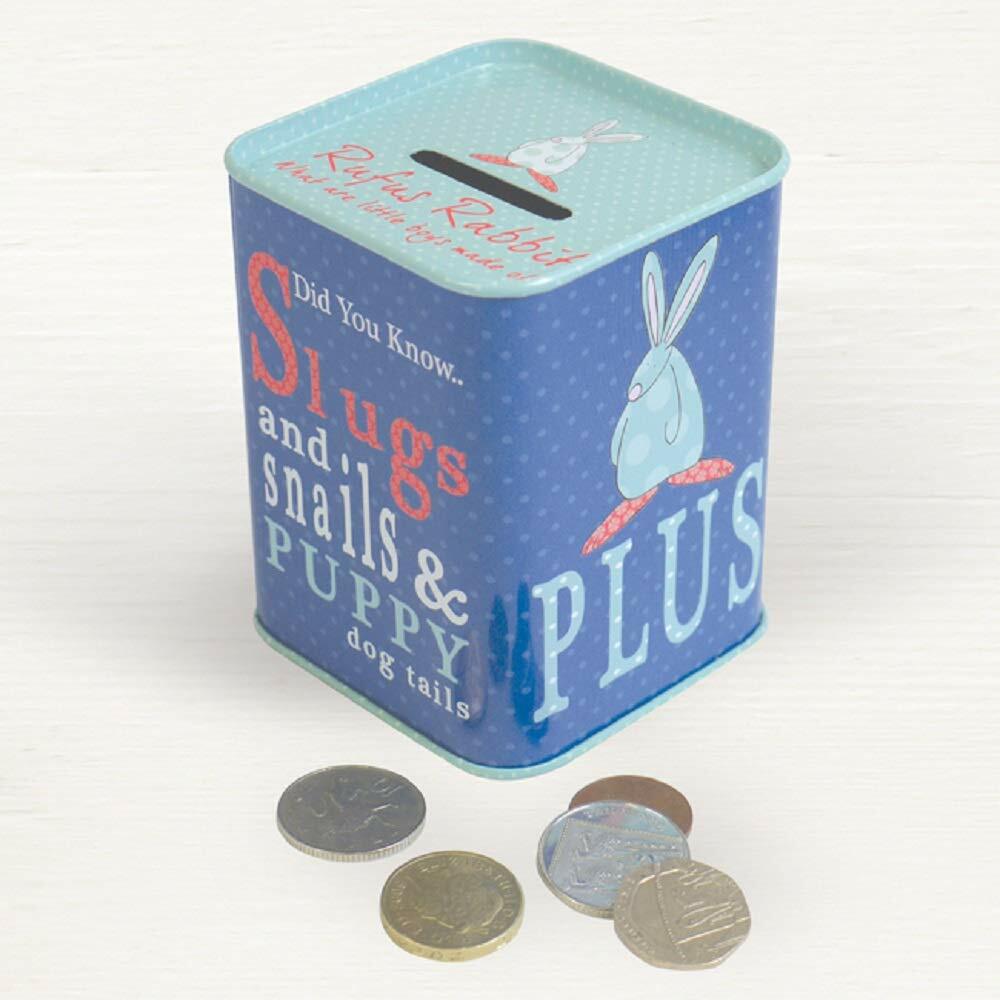 Rufus Rabbit Money Box - Slugs & Snails - Blue Money Box - Children's ...
