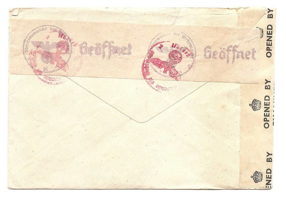 WWII , Cover Only, NAZI CENSOR, England to Switzerland, April 27,1943 ...