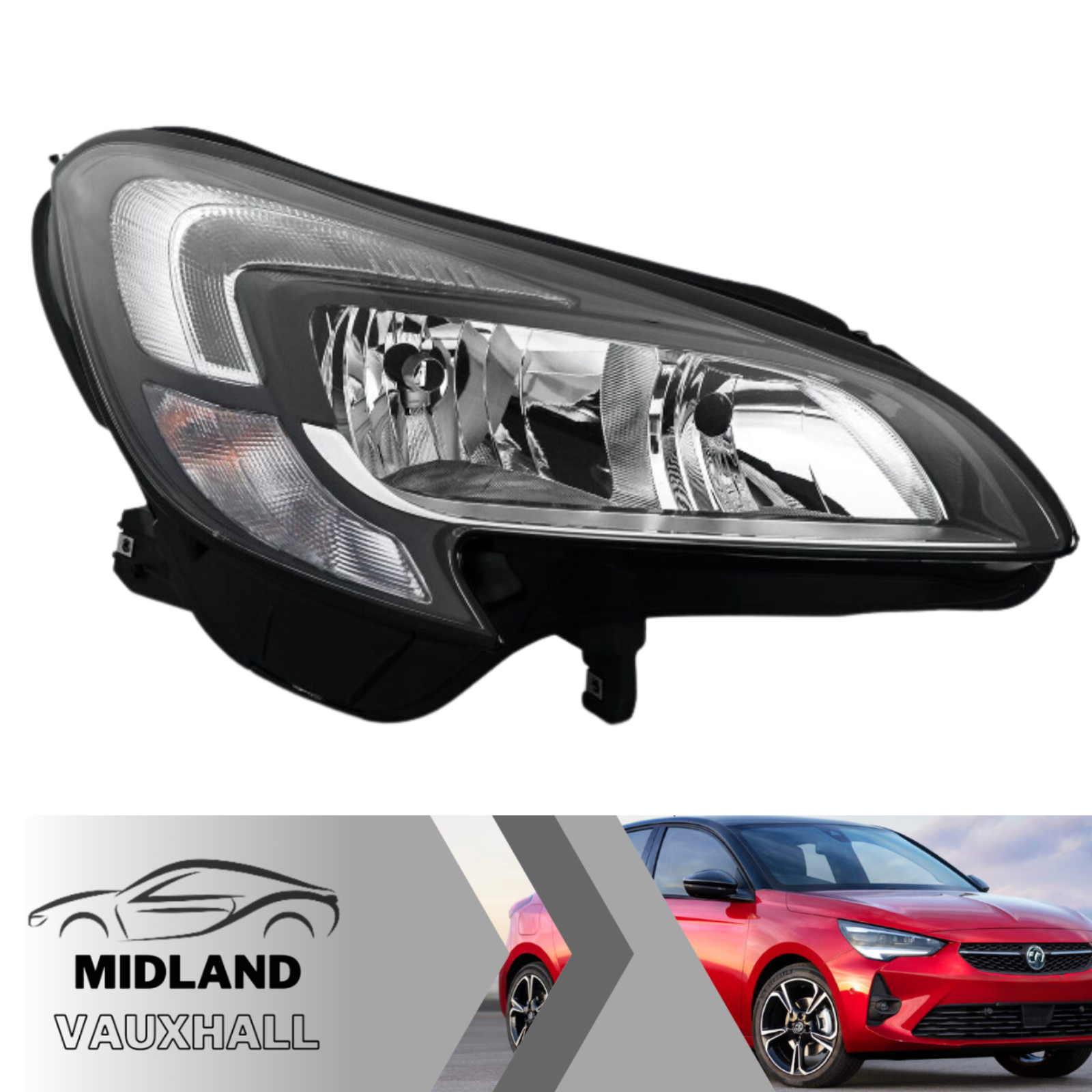 Vauxhall Corsa E Headlight Drivers Side LED DRL Black SE Limited ...