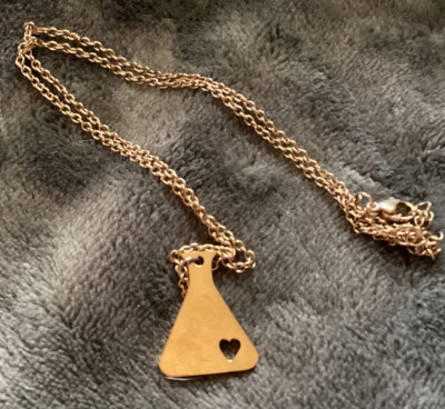 gold tone erlenmeyer flask heart necklace | eBay