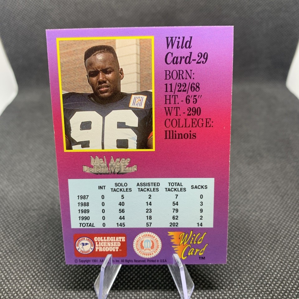 1991 Wild Card Draft Mel Agee Illinois Fighting Illini #29 | eBay