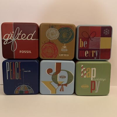 6x Fossil Watch EMPTY Metal Tin Boxes 2008 Holiday Gift Christmas | eBay