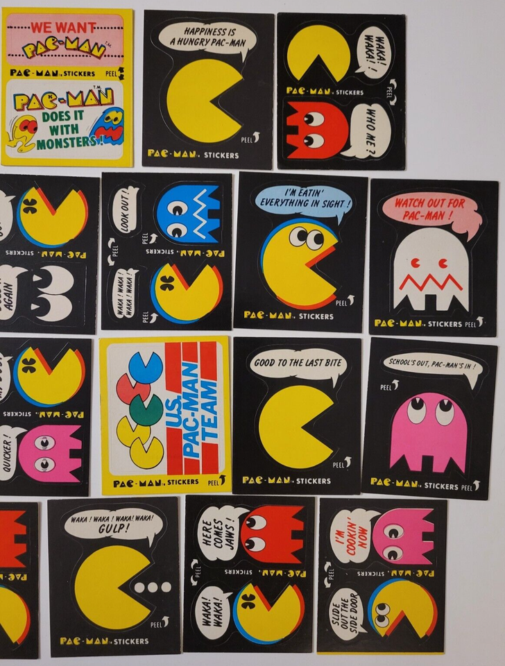 1980 PAC-MAN Sticker CARD SET 25/54 NM/MT Midway FLEER Vintage Video ...